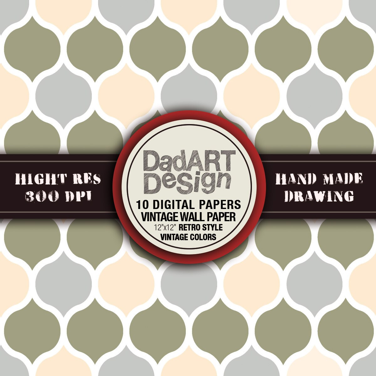 Vintage Wall Paper Retro Style Digital Papers Seamless Pattern 10 ...