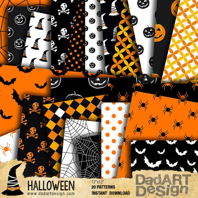 Halloween Patterns - Digital Paper Pack 05 - 20 Printable Sheets ...