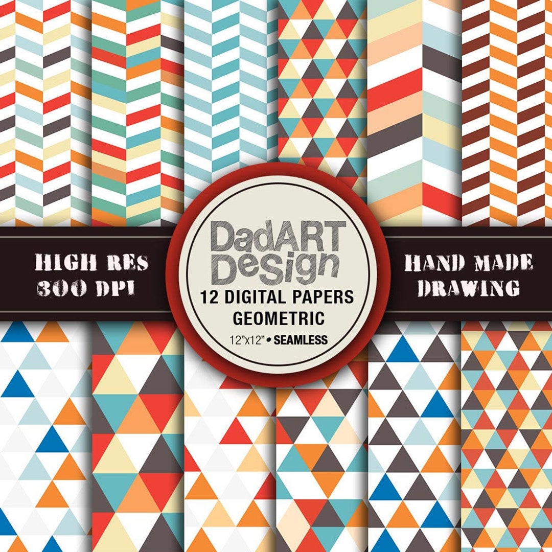 Geometric Digital Paper - 12 Sheets Instant Download - Etsy