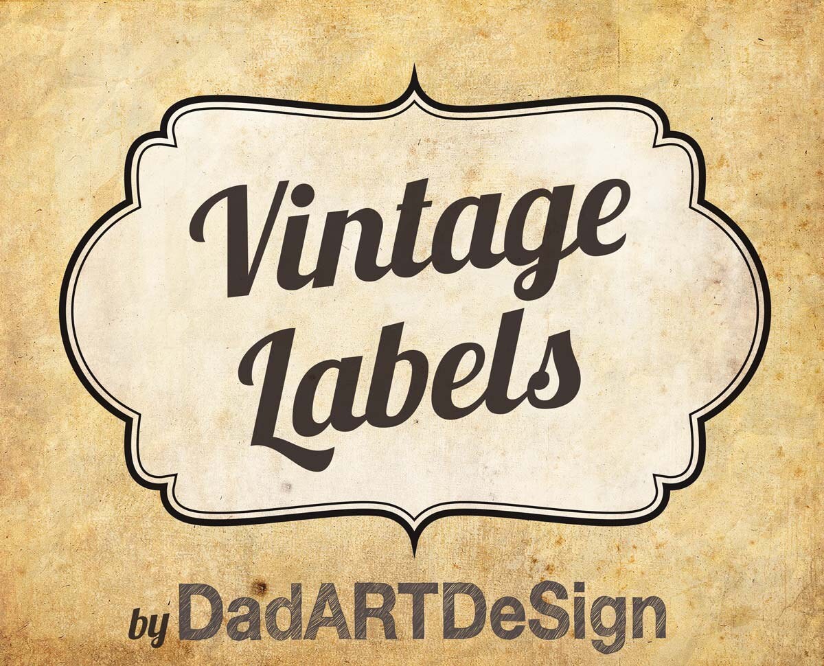 Vintage Blank Labels With Elegant Double Border, 16 Hi Res PNG Files ...