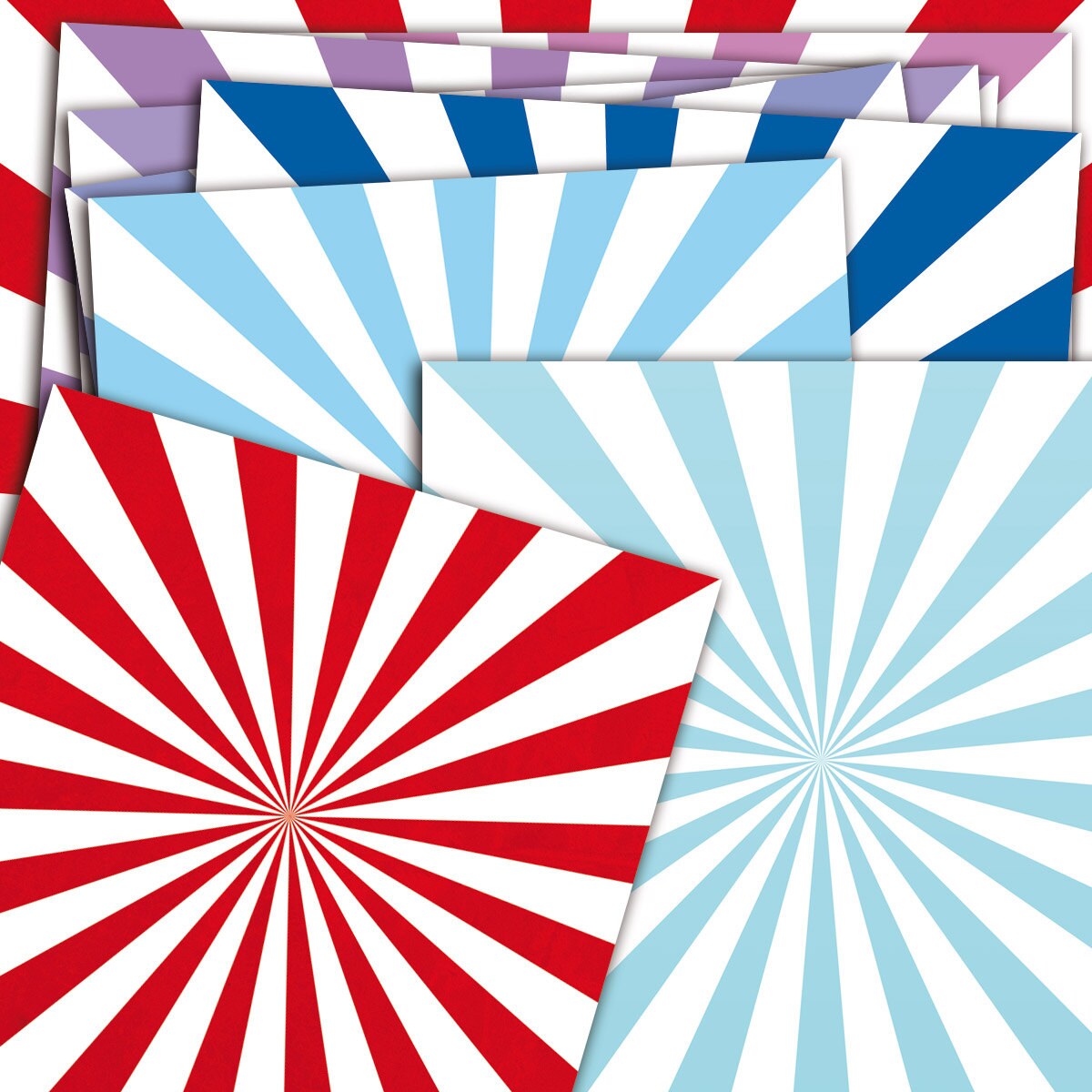 Retro Sunburst Ray Patterns Digital Paper 03 - 18 Sheets - Wallpaper - Etsy