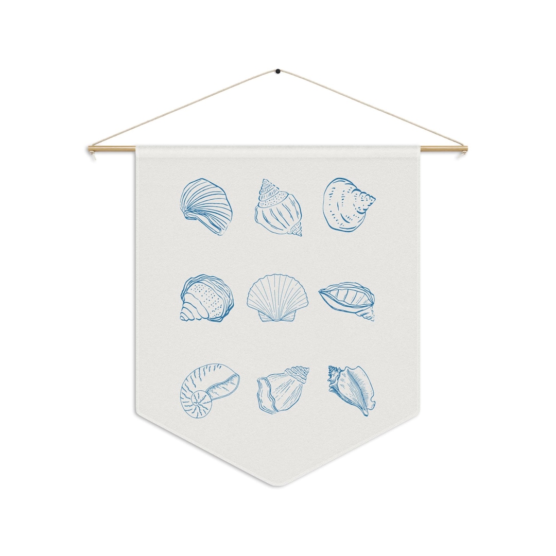 Seashell Canvas Pennant Banner | Modern Coastal Aesthetic Wall Hanging ...