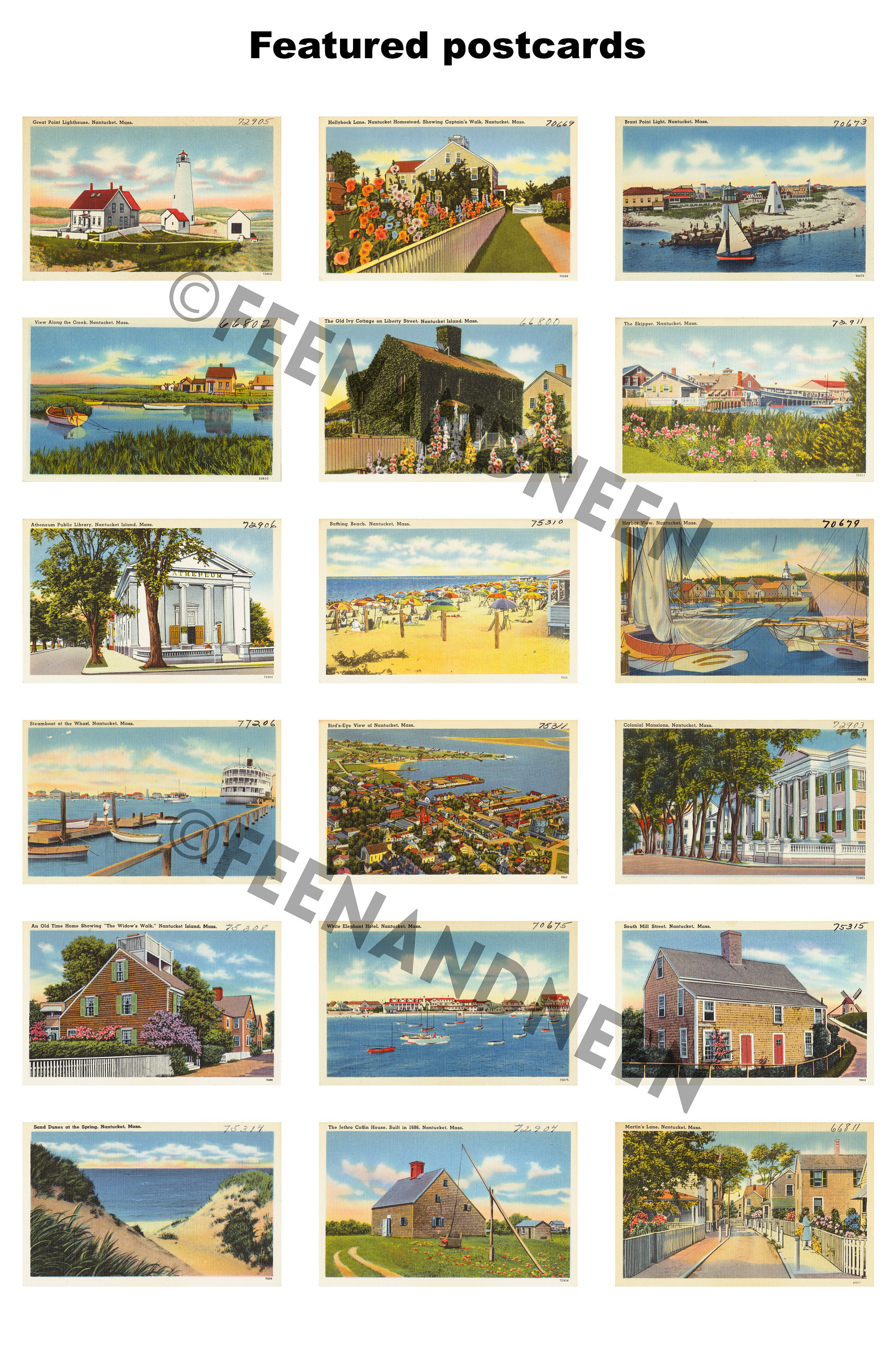 Nantucket, MA Vintage Postcard Poster | Nantucket Travel Print ...
