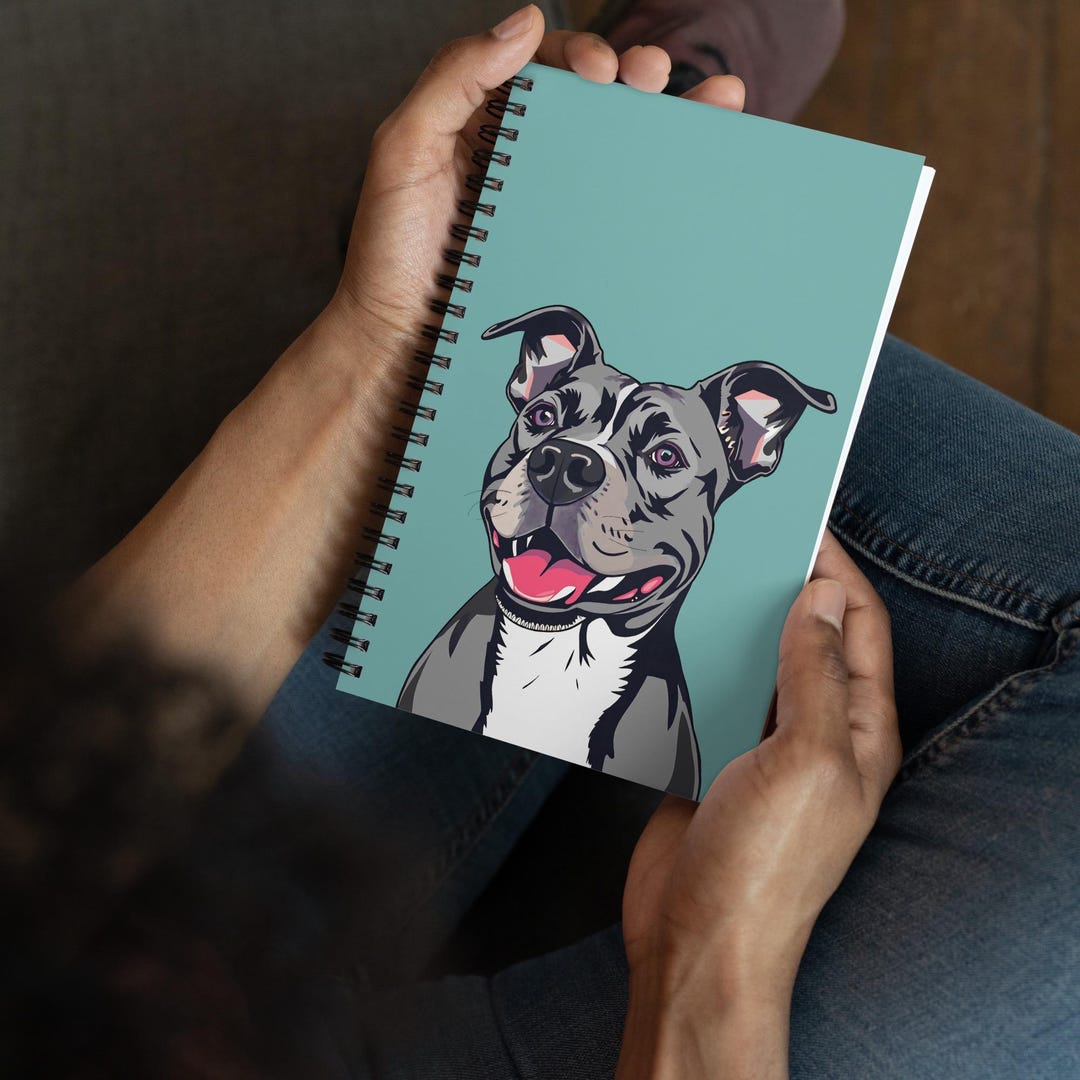 Grey Pitbull Spiral Notebook | Pitbull Notepad | Small Sketchbook ...