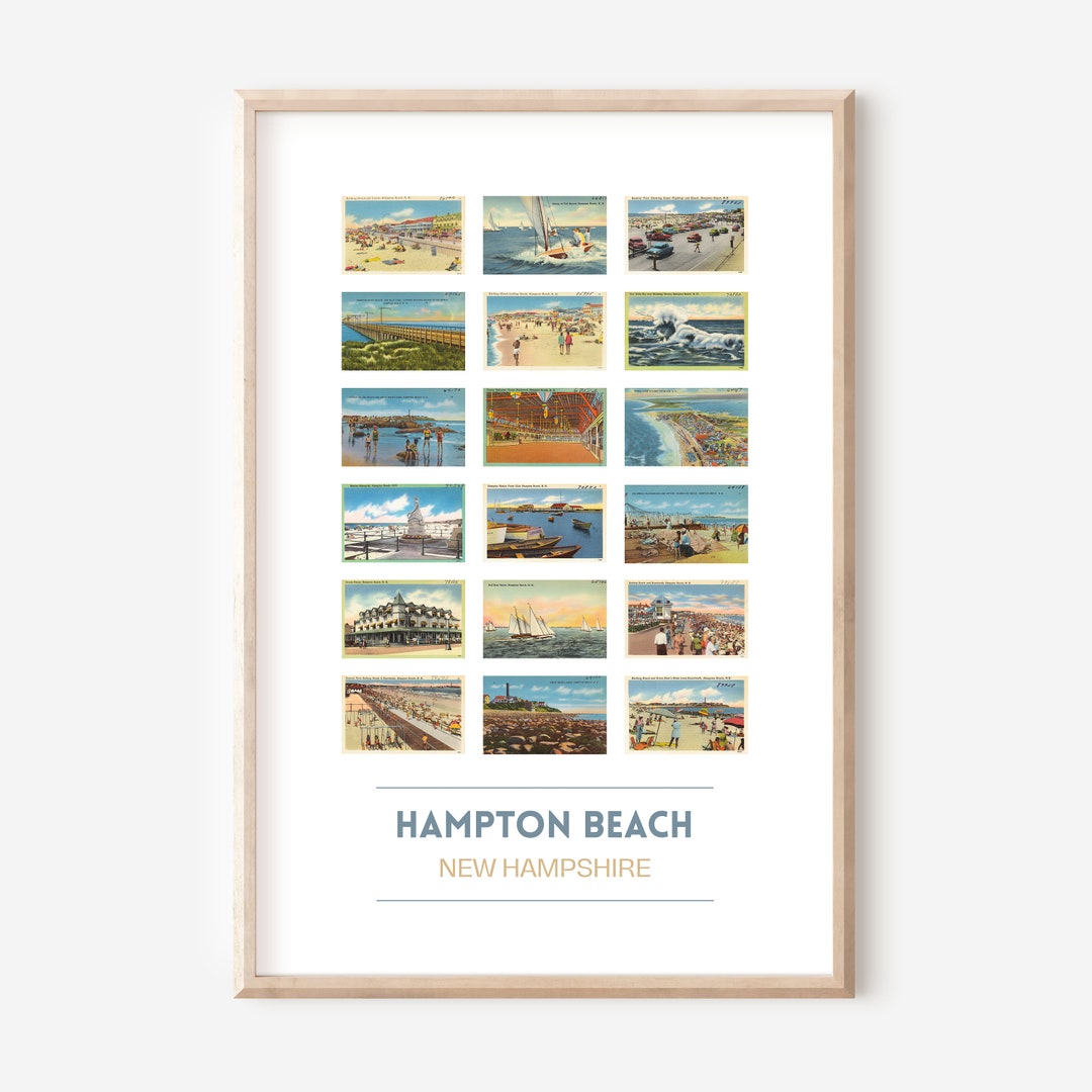 Hampton Beach, NH Vintage Postcard Poster | Hampton New Hampshire ...
