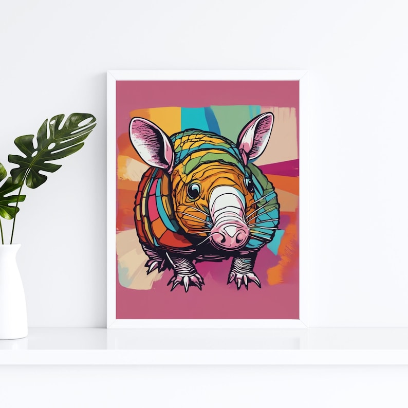 Armadillo Pop Art PRINTABLE Wall Art | Pink Armadillo Art Print ...