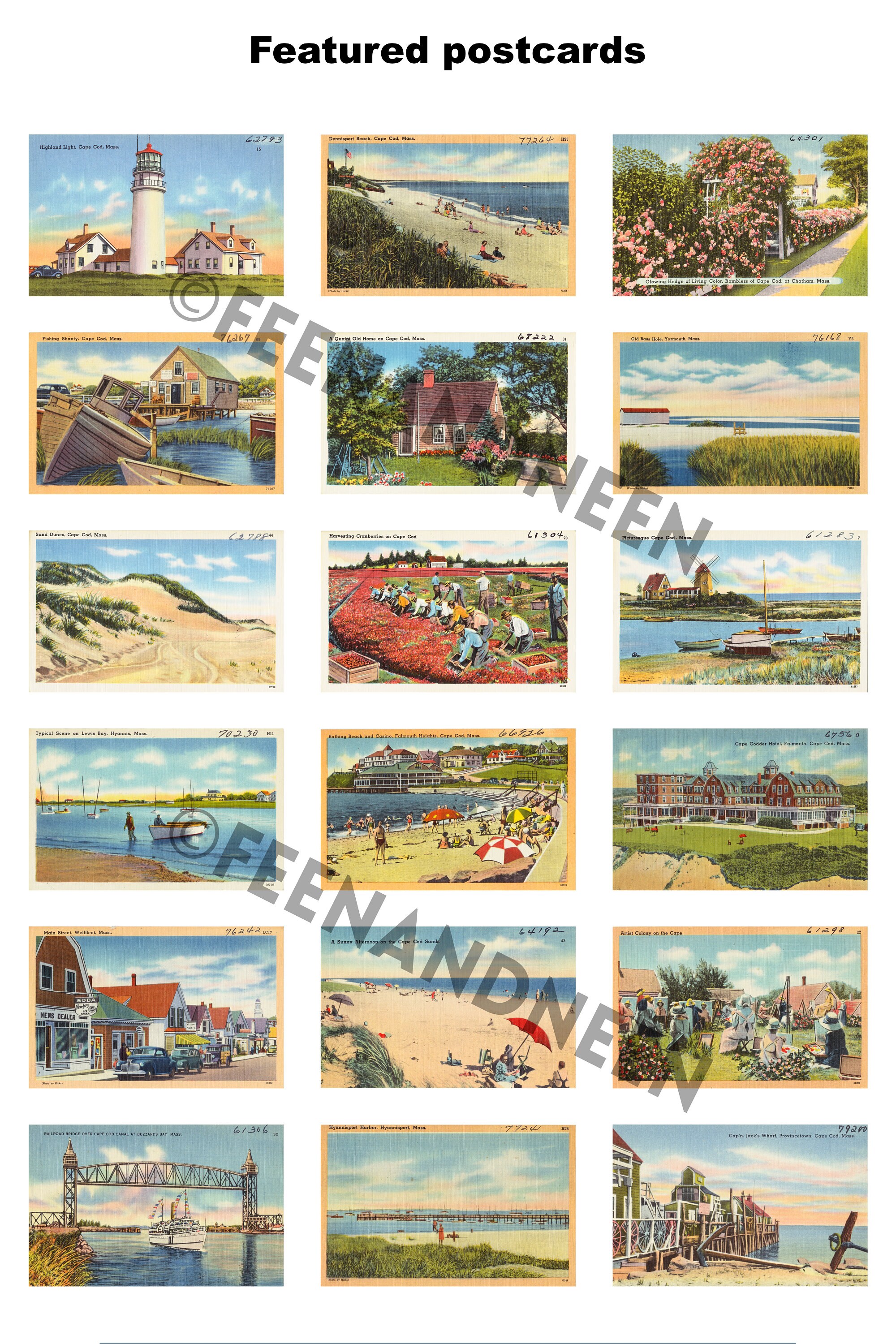 Cape Cod, MA Vintage Postcard Poster Cape Cod Travel Print ...