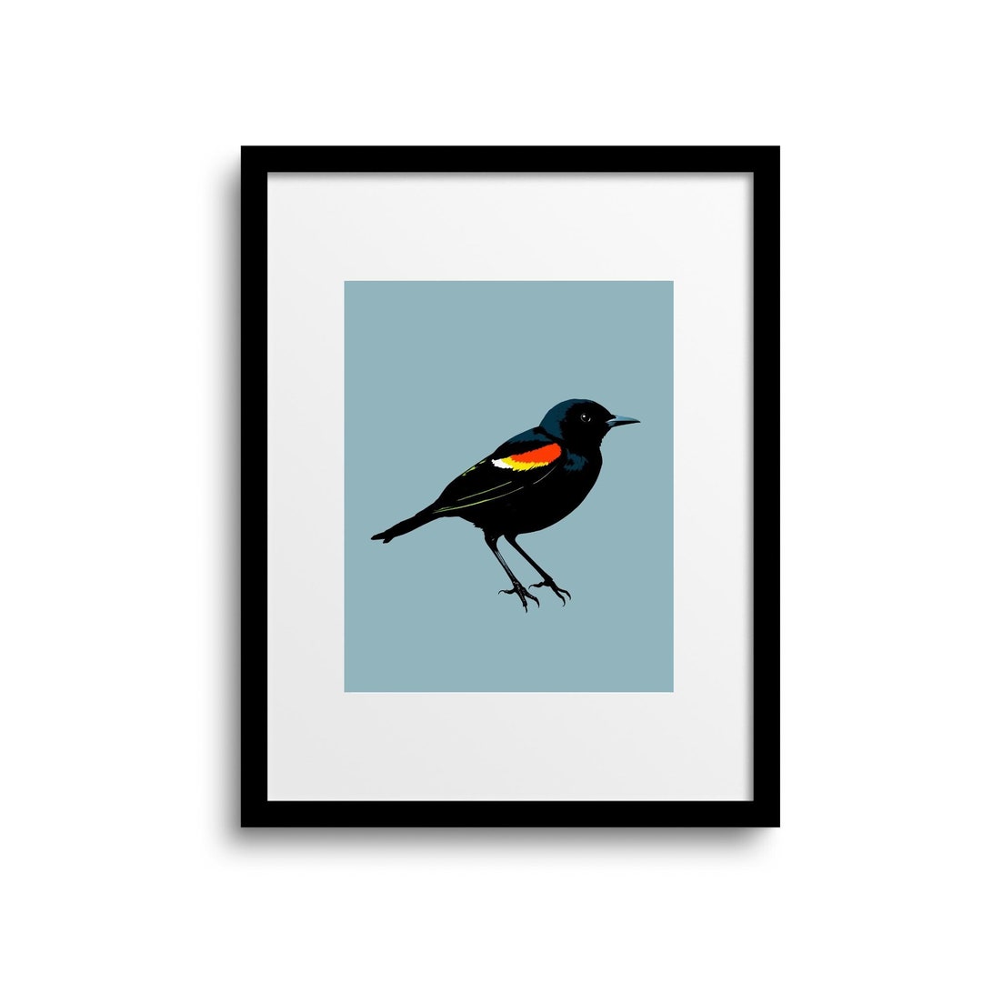Red-winged Blackbird Art Print | Blackbird Wall Art | Black Bird Pop ...