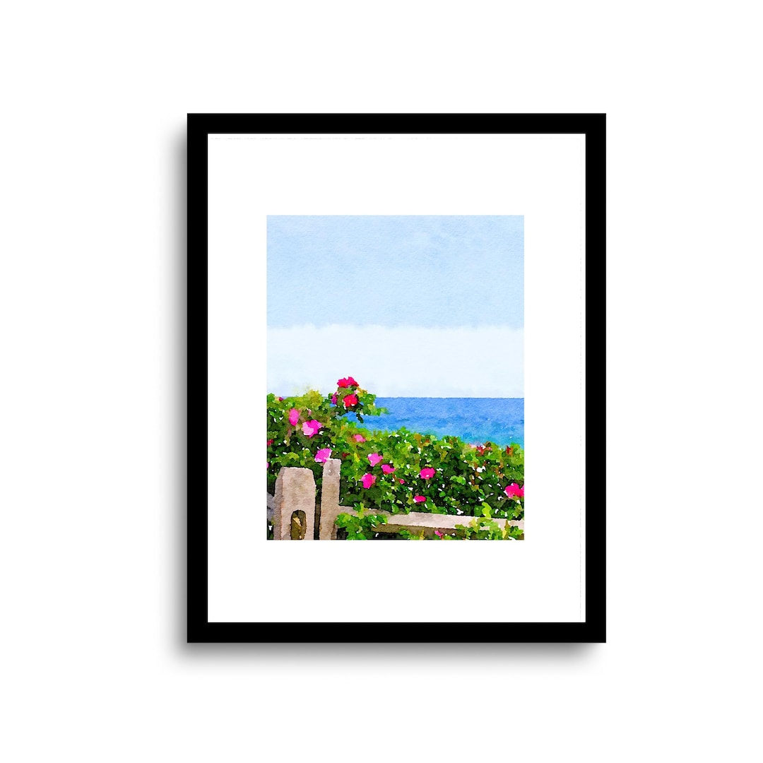 Beach Rose Watercolor | Vertical Rosa Rugosa Bush Wall Art | Rosehip ...