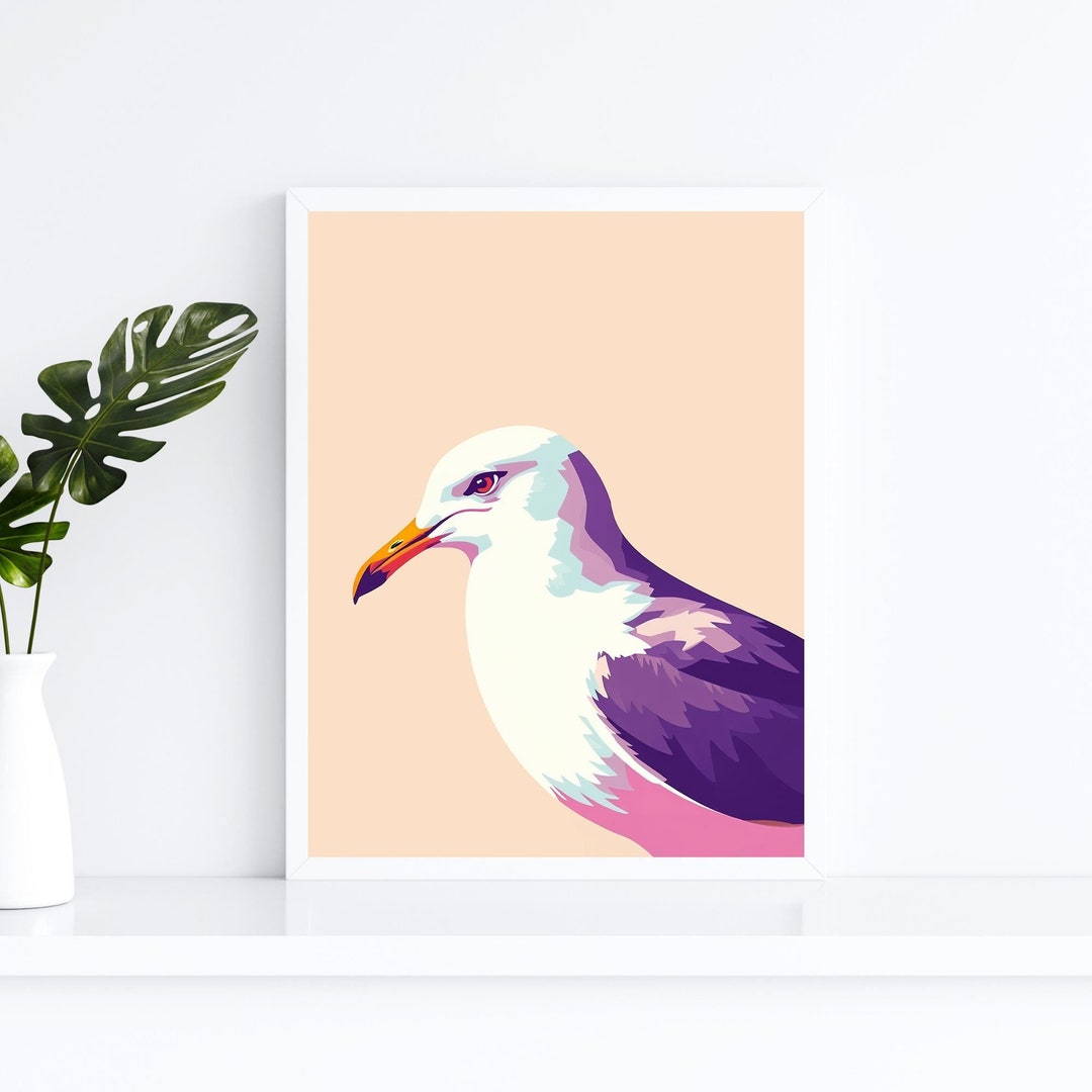 Seagull Art Print | Pop Art Seagull Wall Art | Gift for Bird Lover ...