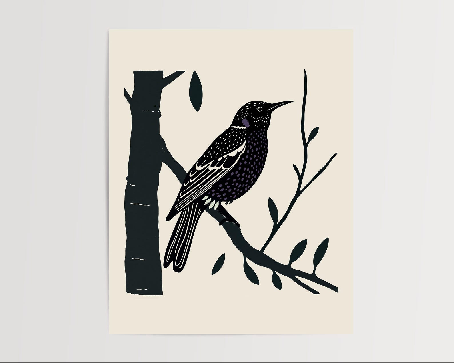 Starling PRINTABLE Folk Art | Bird Folk Art Illustration | Large Bird ...