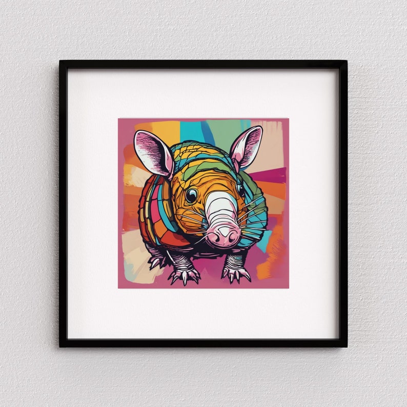 Armadillo Pop Art PRINTABLE Wall Art | Pink Armadillo Art Print ...