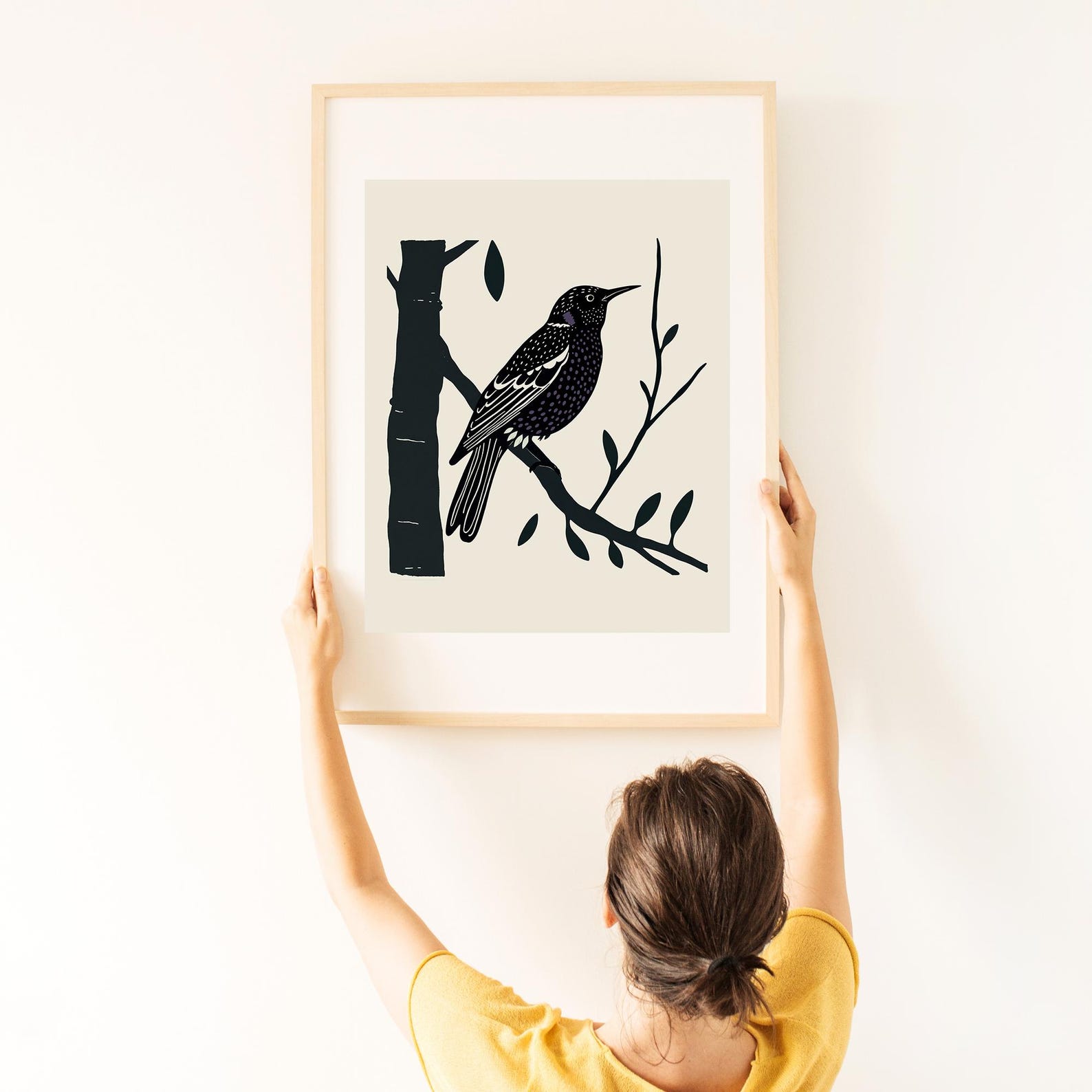 Starling PRINTABLE Folk Art | Bird Folk Art Illustration | Large Bird ...
