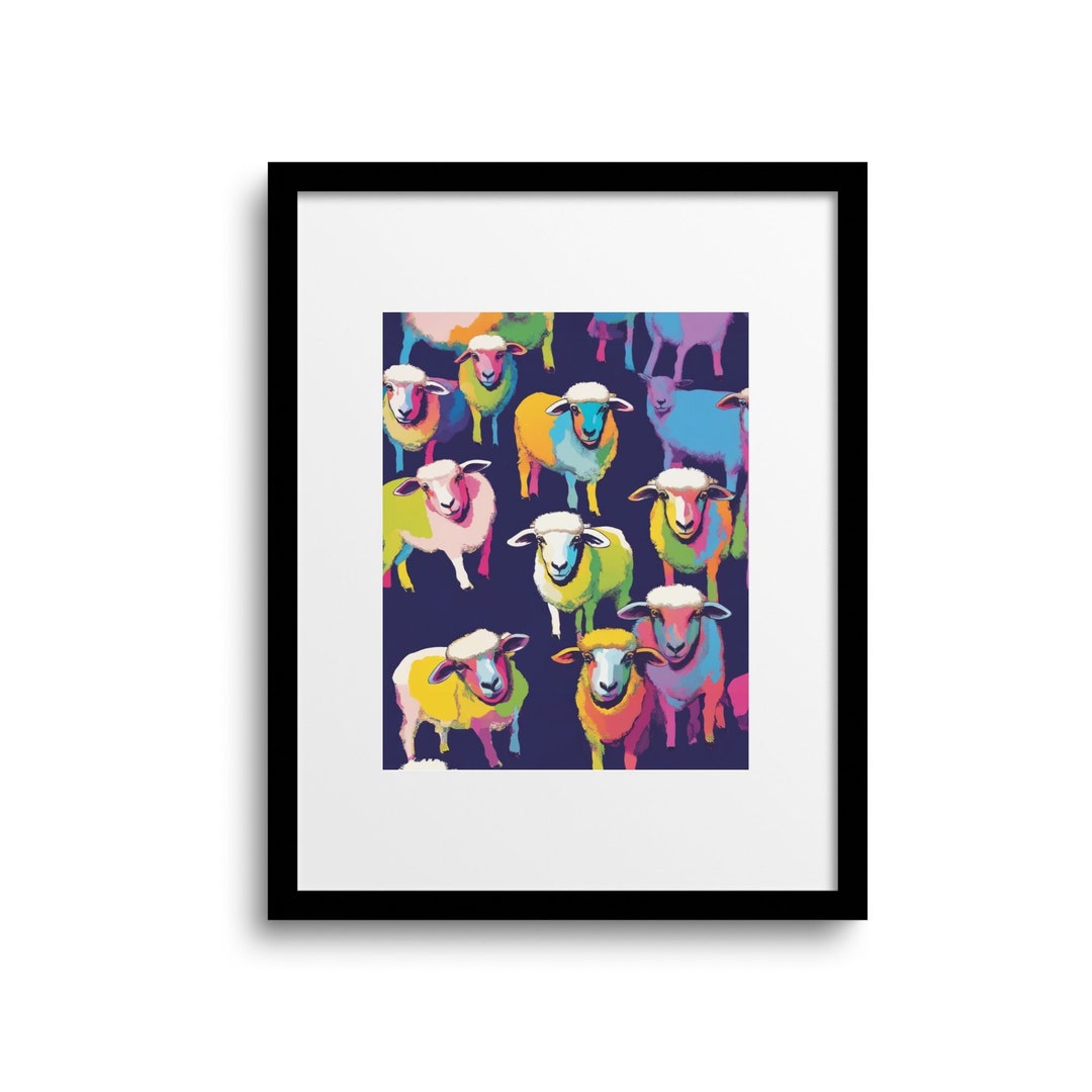 Flock of Sheep Art Print | Pop Art Sheep Art Print | Sheep Wall Art ...