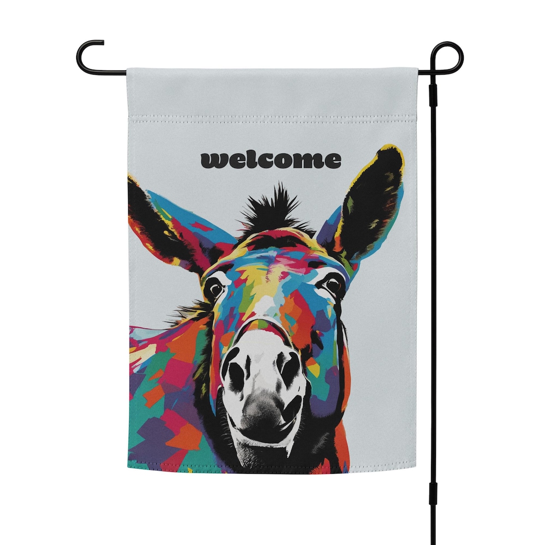 Donkey Welcome Flag | Donkey Garden Flag | Blue Mule Porch Decor | Farm ...