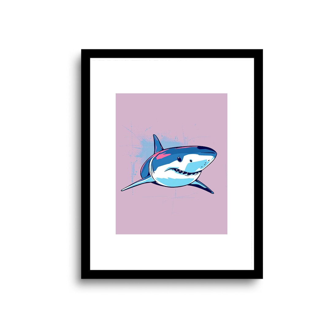 Shark PRINTABLE Wall Art | Shark Illustration | Great White Shark ...