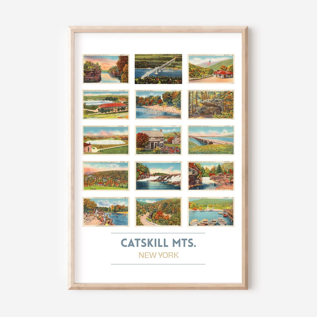 Catskill Mts., NY Vintage Postcard Poster | Catskills Travel Print ...
