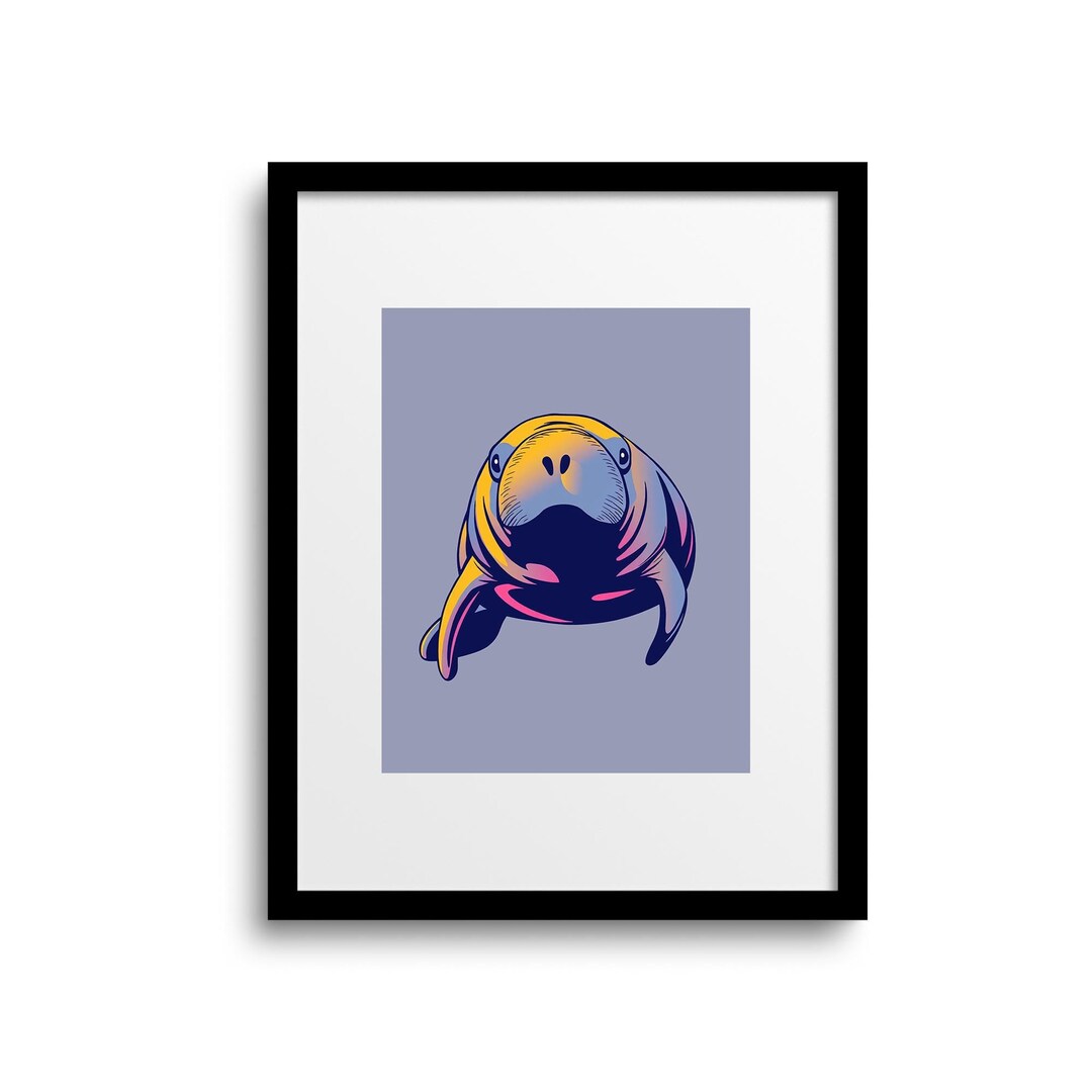 Manatee PRINTABLE Wall Art | Pop Art Manatee Art Print | Manatee Gifts ...