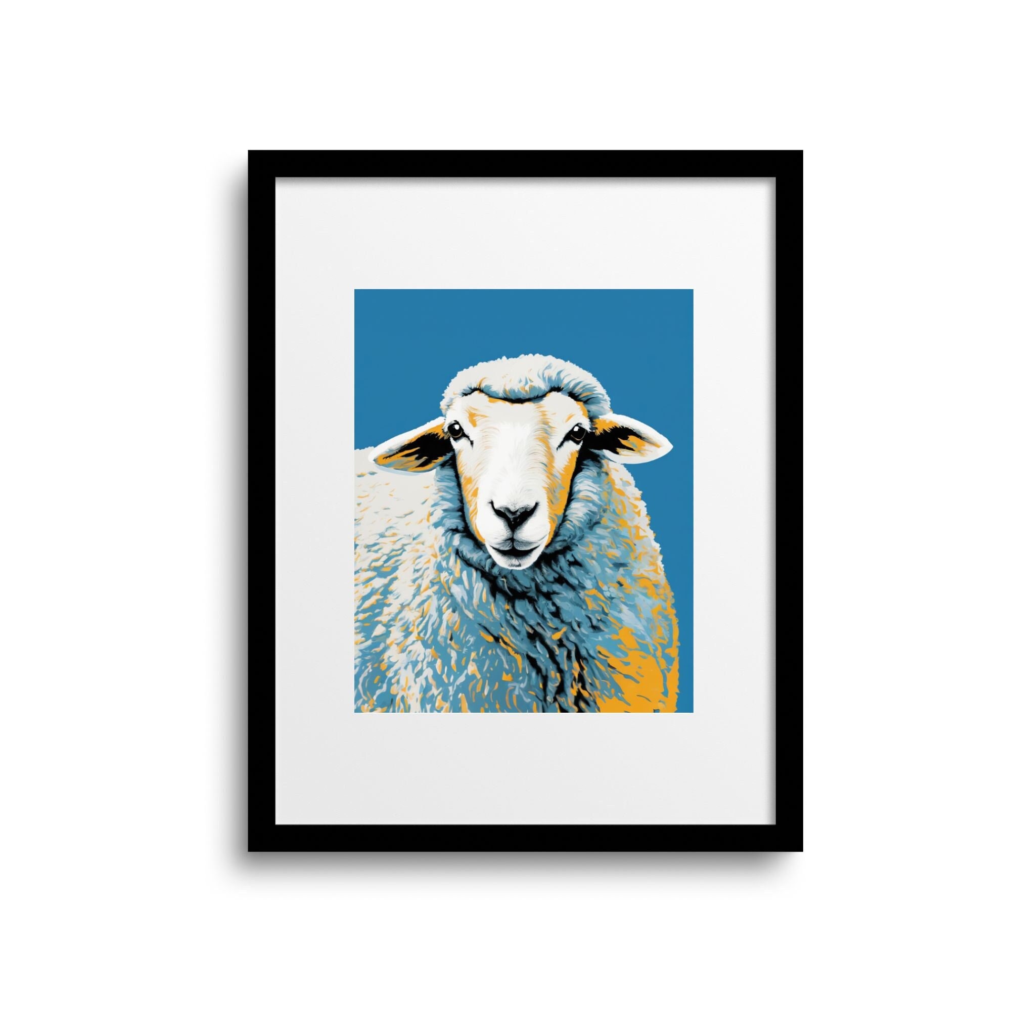 Pop Art Sheep Art Print | Blue and Yellow Sheep Wall Art | Sheep Poster ...