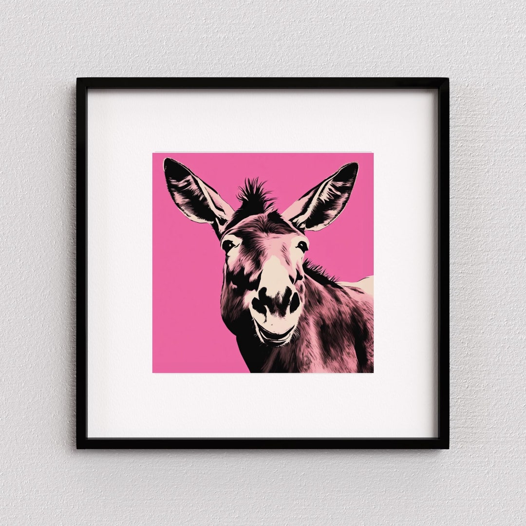 Donkey PRINTABLE Wall Art | Pink Pop Art Donkey Art Print | Mule Poster ...