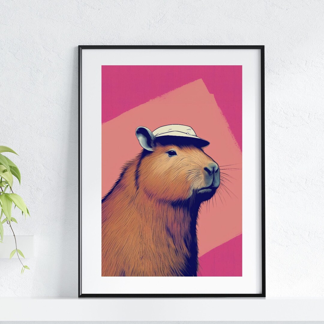 Capybara Pop Art PRINTABLE Wall Art | Capybara Art Print | Orange Pink ...