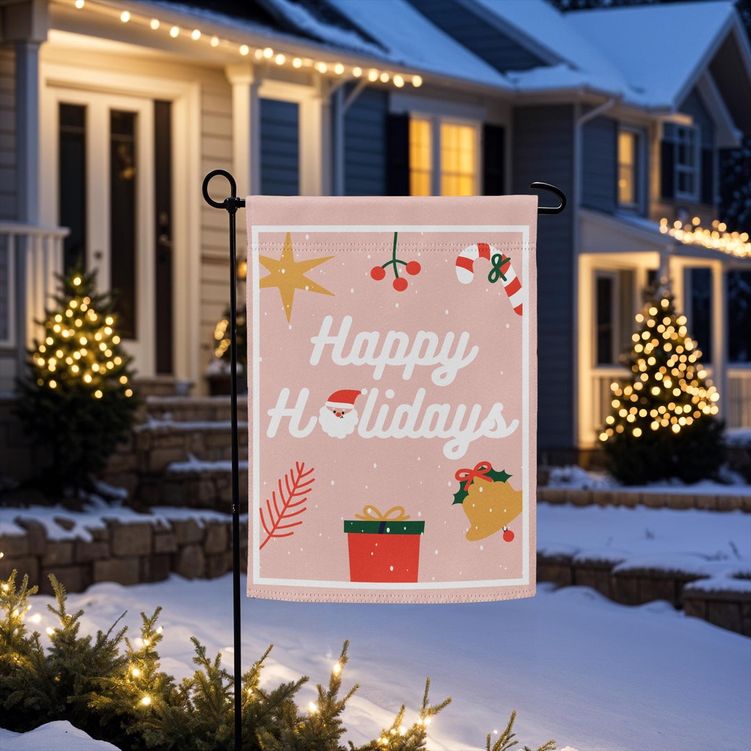 Happy Holidays Yard Flag | Holiday Garden Flag | Christmas Banner ...