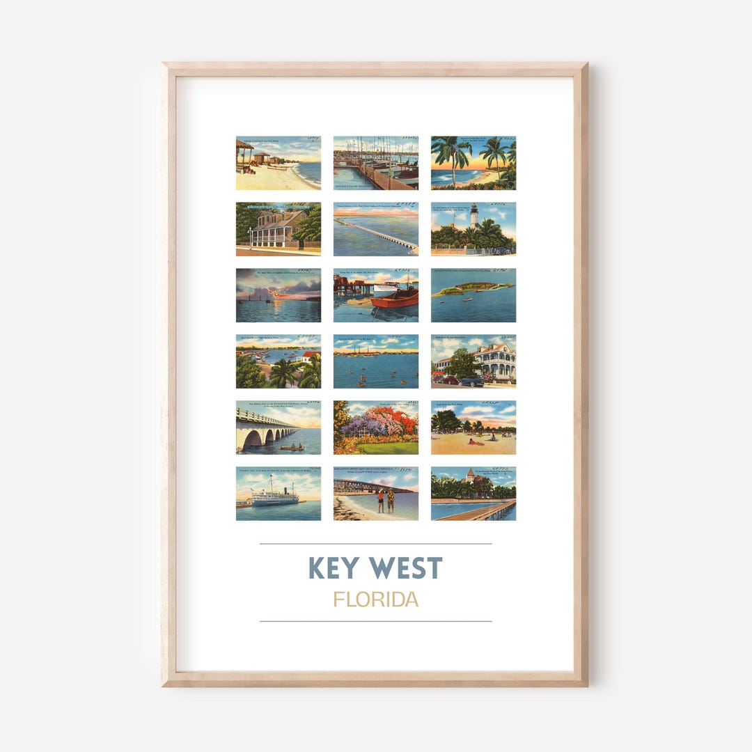 Key West, FL Vintage Postcards Poster | Key West Travel Print | Key ...
