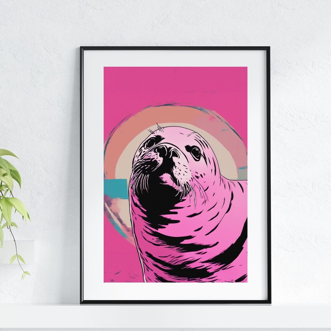 Pop-art Seal Art Print | Pink Seal Wall Art | Ocean Animal Poster ...