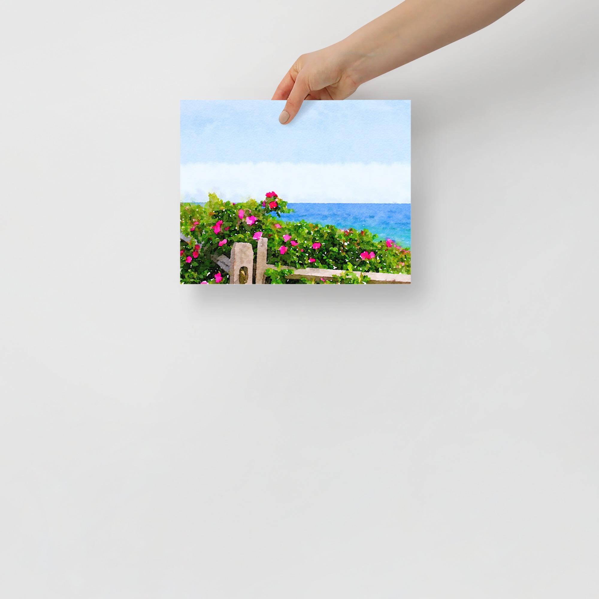 Beach Rose PRINTABLE Watercolor Poster | Landscape Rose Hip Floral Art ...