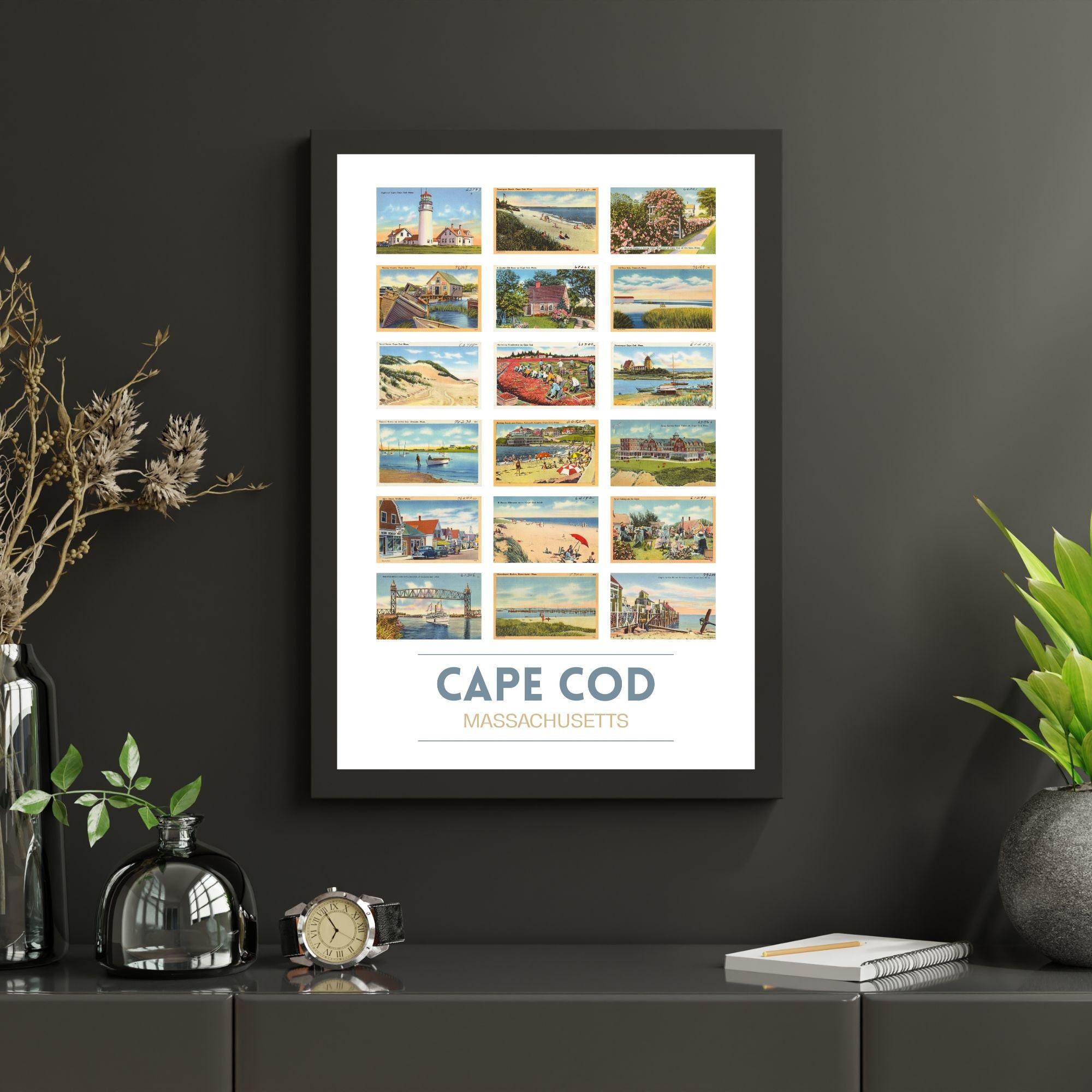 Cape Cod, MA Vintage Postcard Poster Cape Cod Travel Print ...