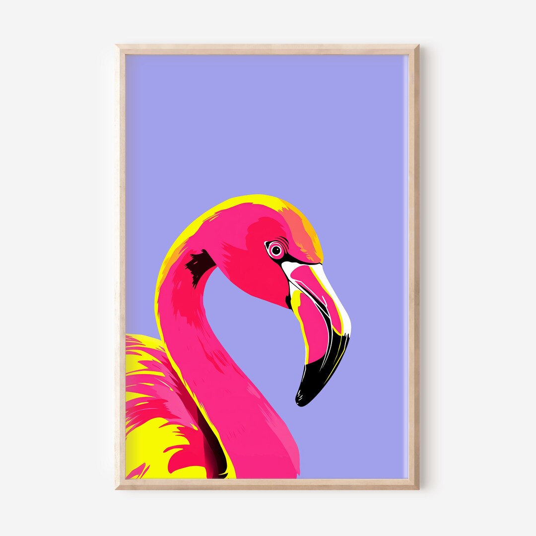 Modern Pink Flamingo Art Print | Flamingo Poster | Pop Art Flamingo ...