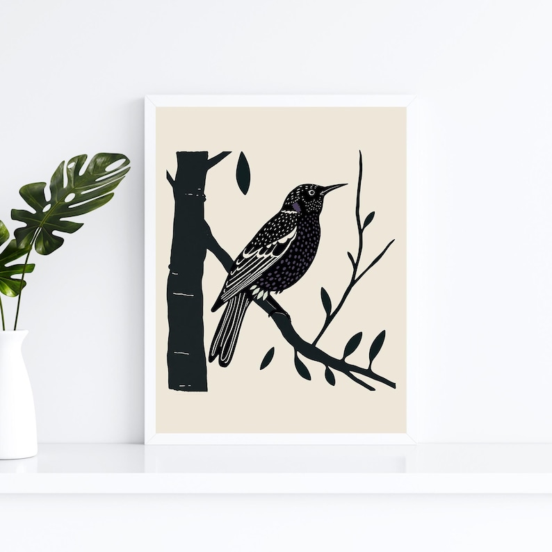 Starling PRINTABLE Folk Art | Bird Folk Art Illustration | Large Bird ...