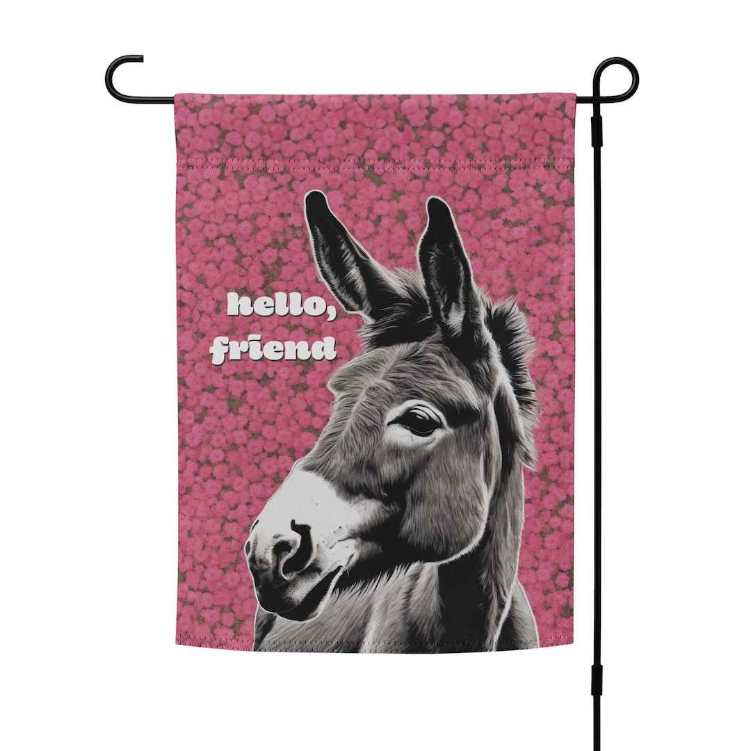 Donkey Welcome Flag | Donkey Garden Flag | Pink Ditsy Floral Mule Porch ...