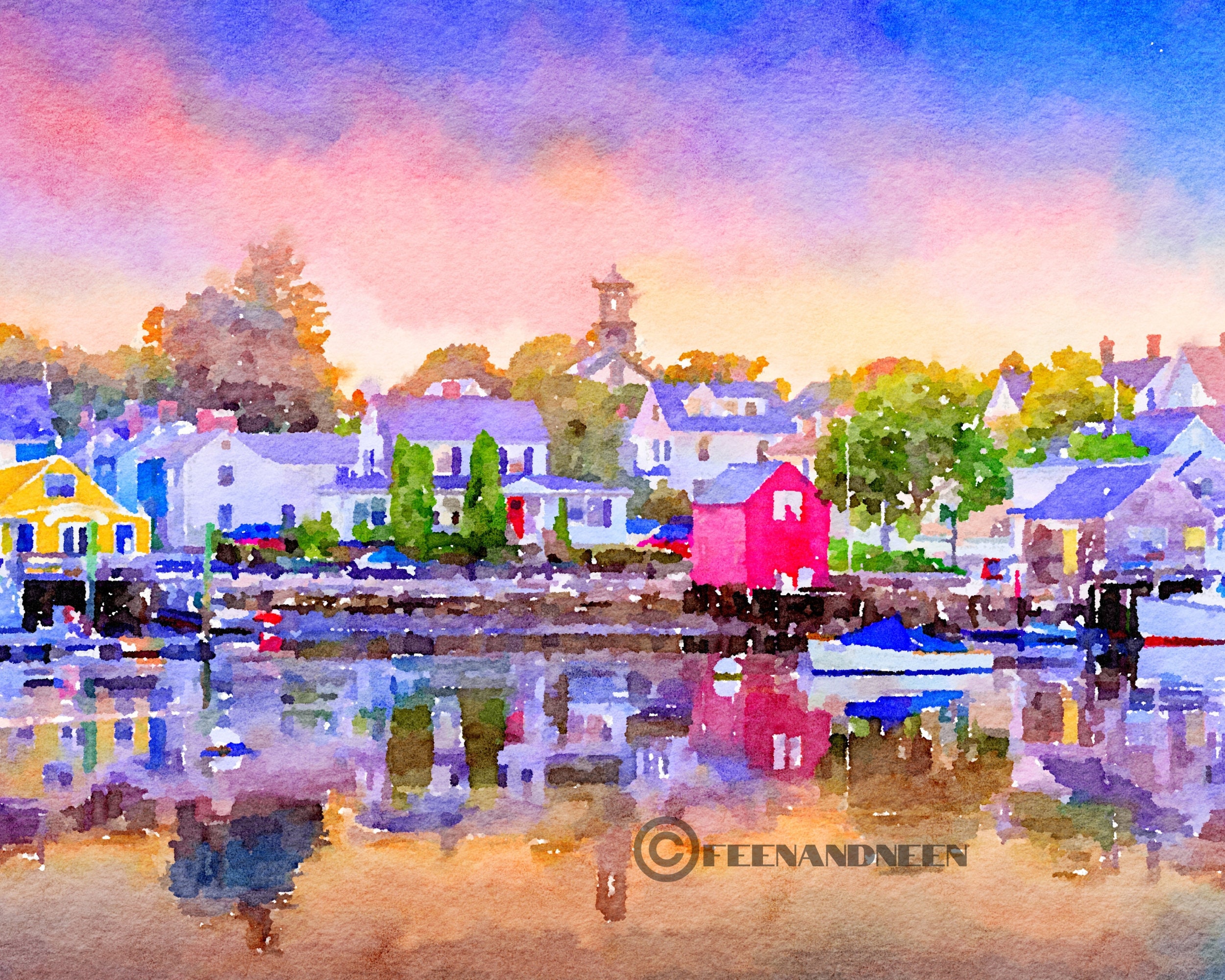 Portsmouth, NH Digital Watercolor | Portsmouth Art Print | New ...
