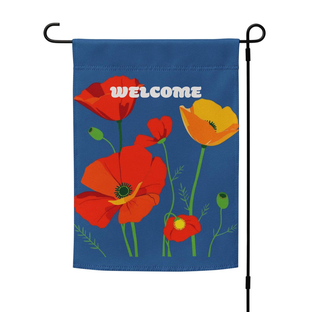 Poppy Welcome Flag | Double-sided Flower Garden Flag | Poppy Yard Flag ...