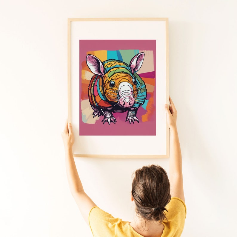 Armadillo Pop Art PRINTABLE Wall Art | Pink Armadillo Art Print ...