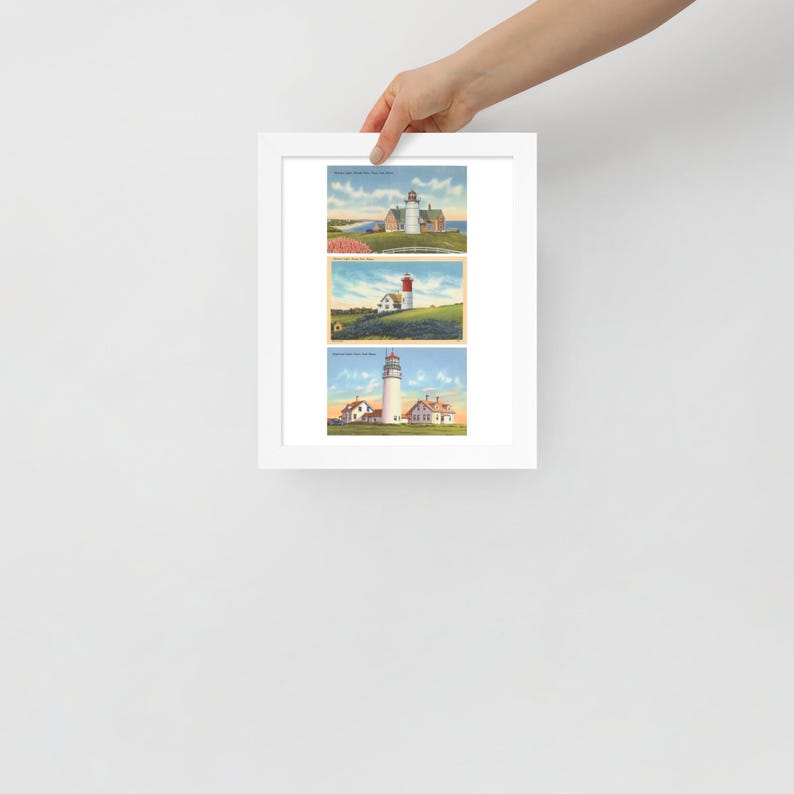 Cape Cod Art Print of Lighthouses on Vintage Postcards | Cape Cod ...