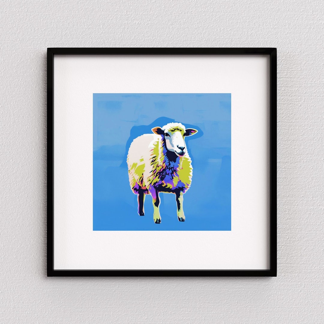 Blue Sheep Art Print | Blue Pop Art Sheep Print | Sheep Wall Art ...