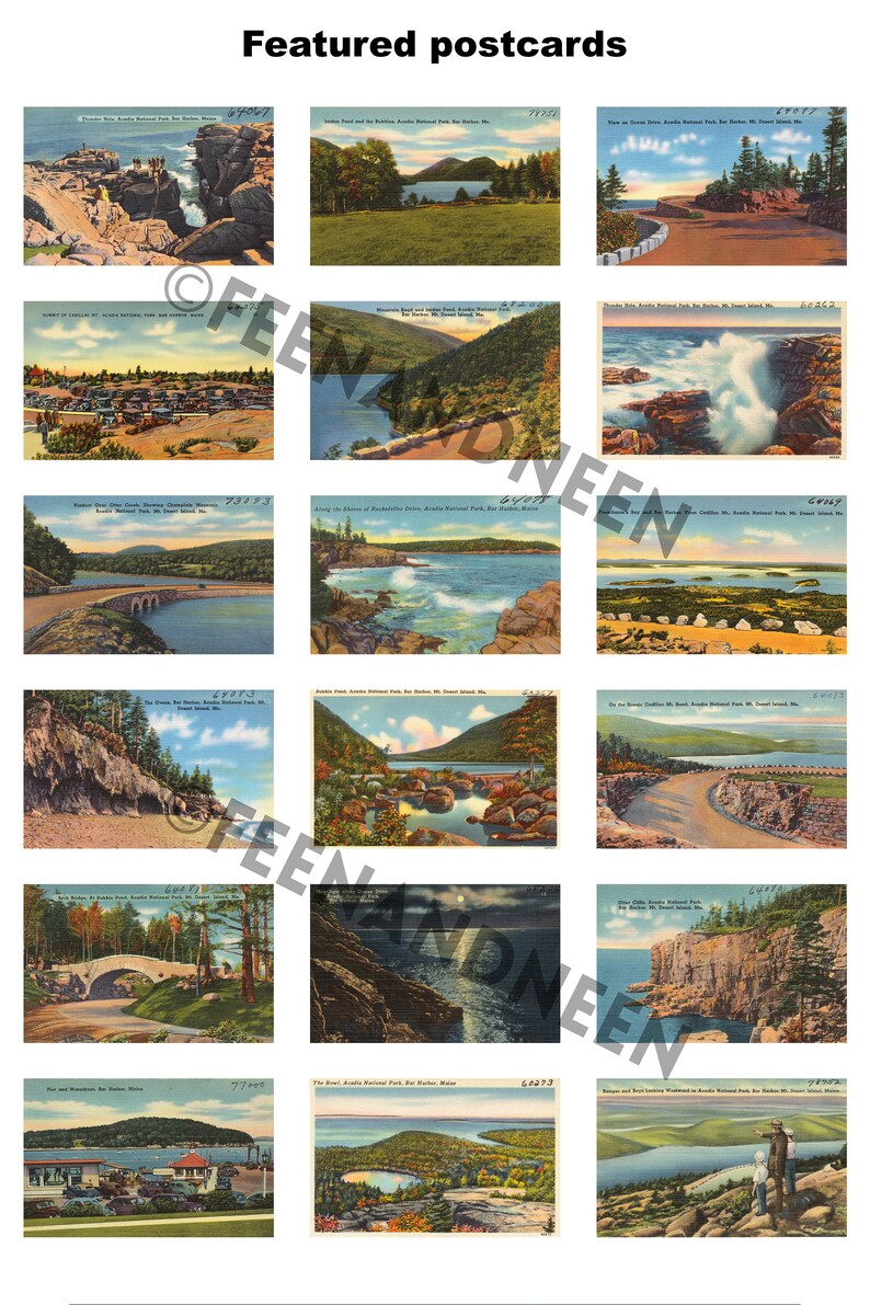 Acadia National Park, Maine Poster of Vintage Postcards | Acadia Travel ...