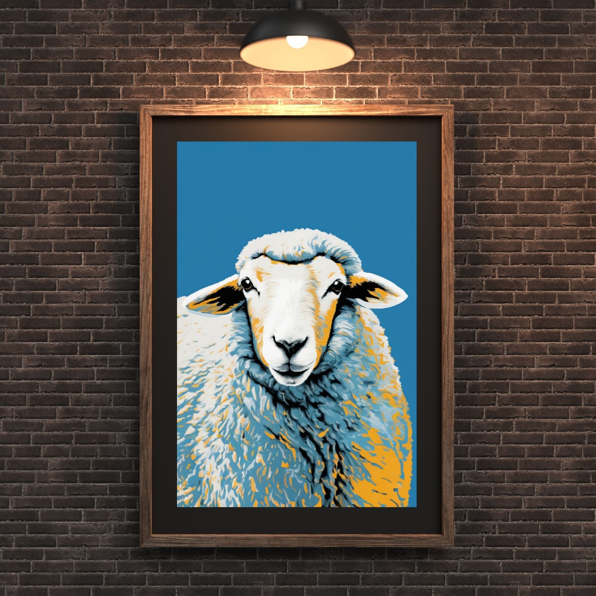 Pop Art Sheep Art Print | Blue and Yellow Sheep Wall Art | Sheep Poster ...