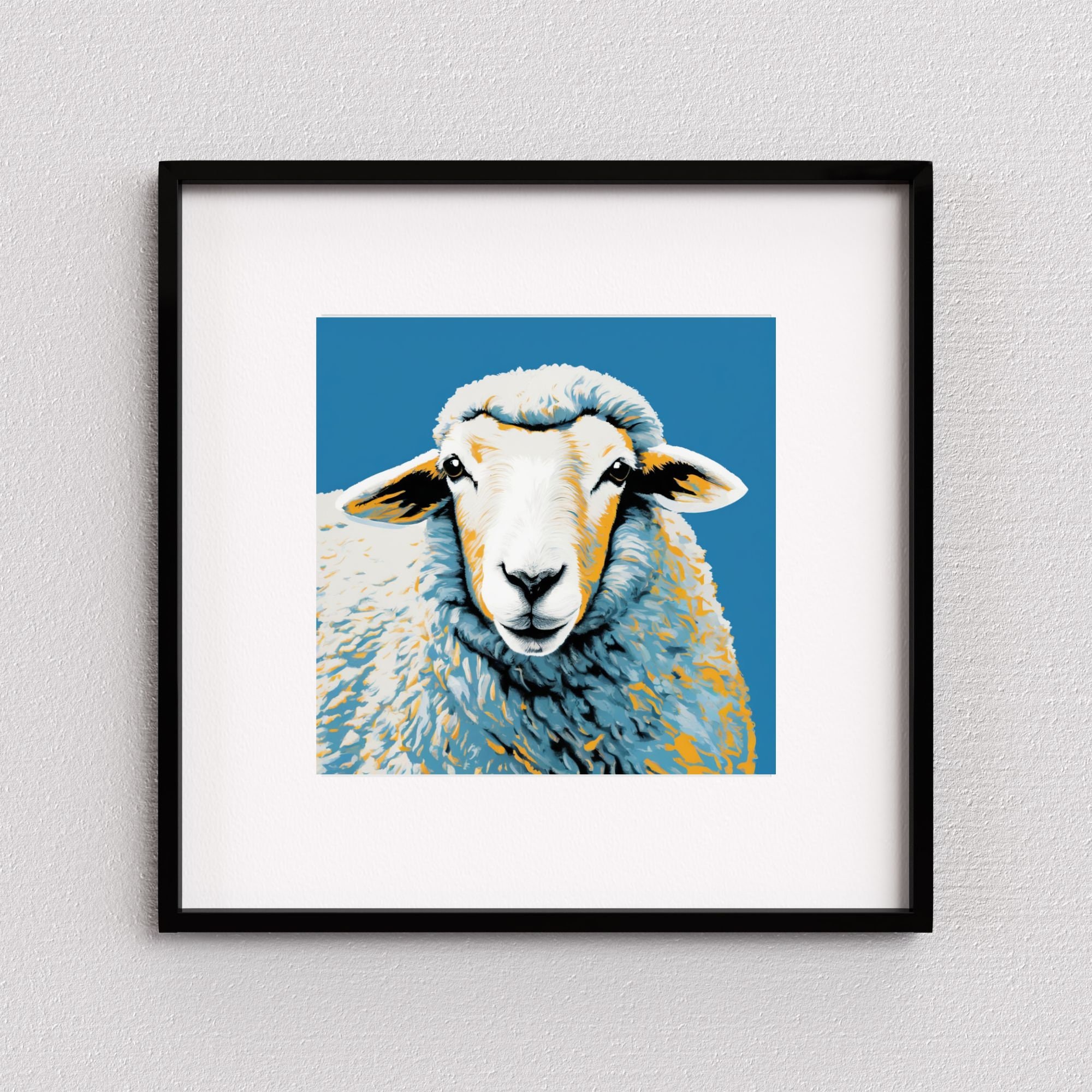 Pop Art Sheep Art Print Blue and Yellow Sheep Wall Art Sheep Poster ...