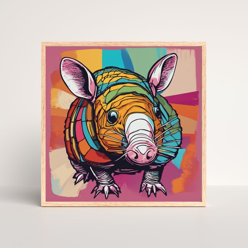 Armadillo Pop Art PRINTABLE Wall Art | Pink Armadillo Art Print ...