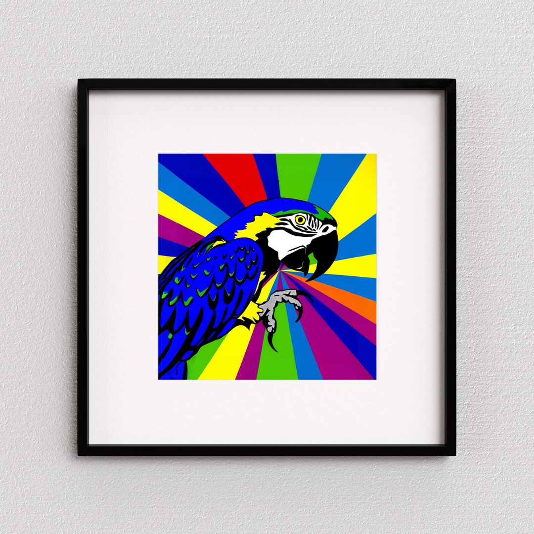 Macaw Parrot Wall Art Print | Pop Art Parrot Print | Blue and Yellow ...