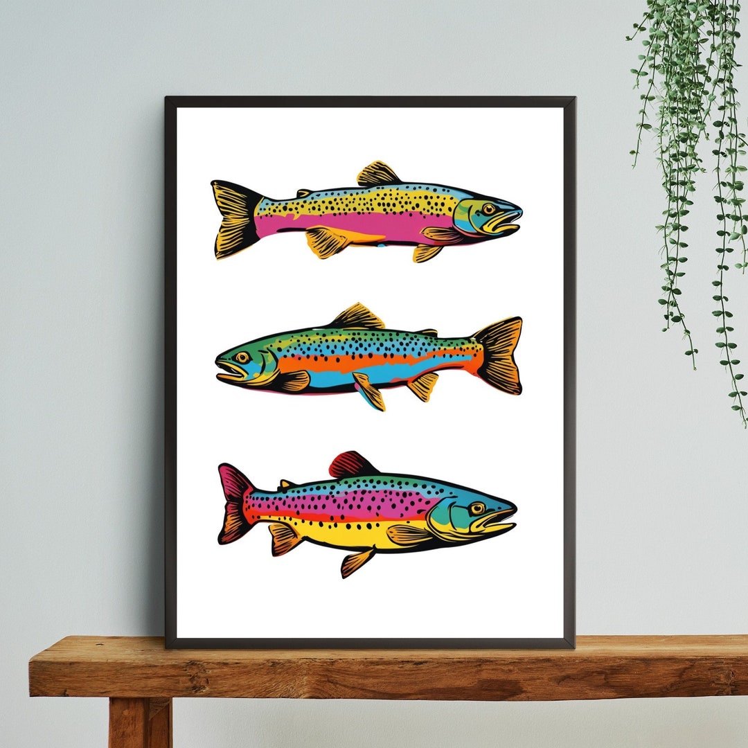 Rainbow Trout Pop-art Print | Fish Art Print | Trout Wall Art | Large ...