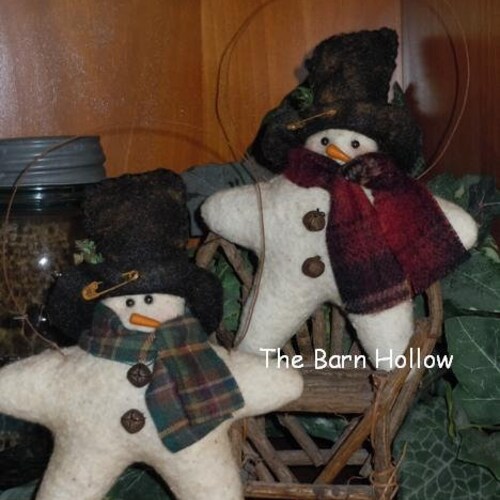 Snowman Ornament Primitive Pattern Christmas Tree Ornie - Etsy