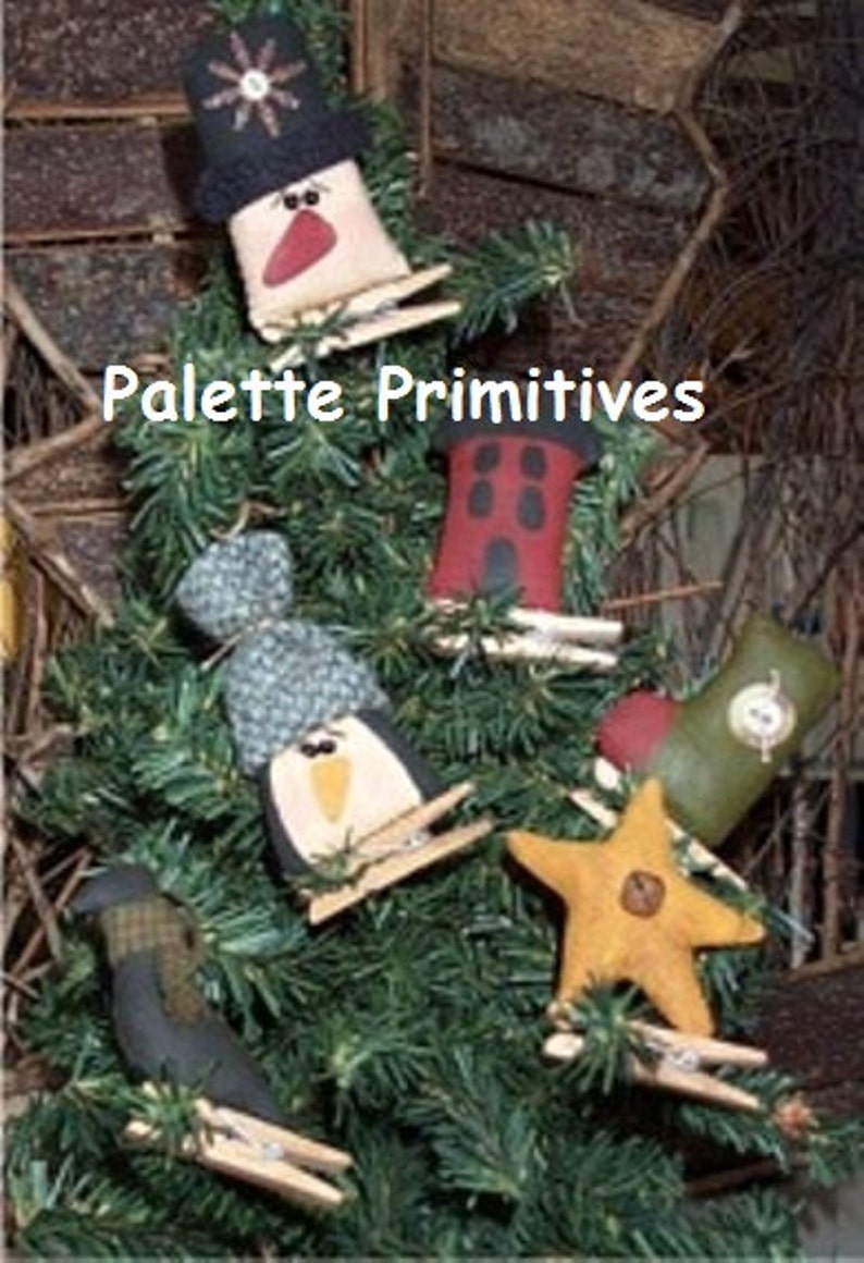 Primitive Christmas Ornament Clothespin Ornaments Sewing | Etsy