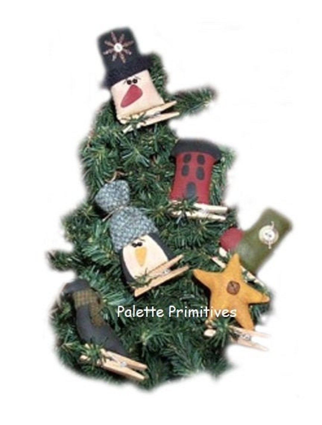 Primitive Christmas Ornament, Clothespin Ornaments, Sewing Pattern ...