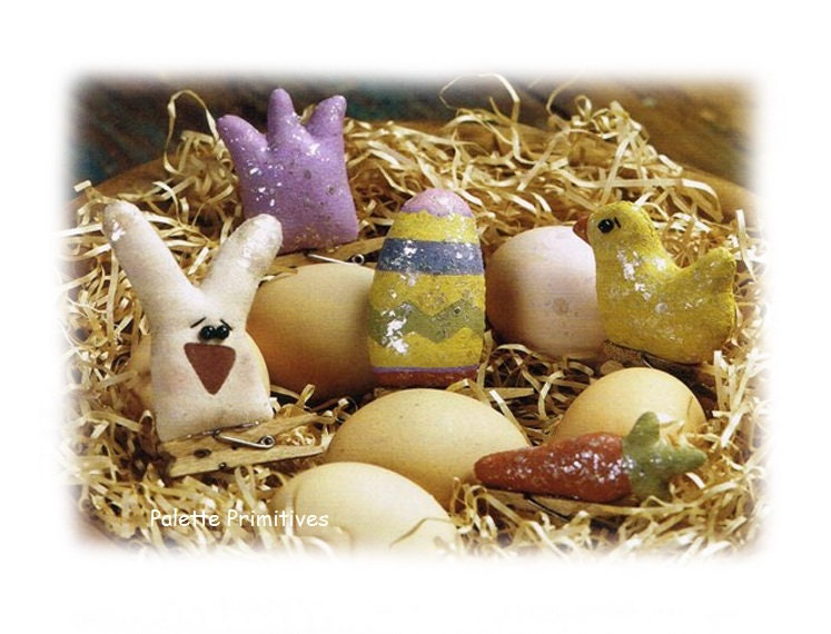 Primitive Easter, Bunny, Chick, Egg, Carrot, Bowl Filler, Sewing ...