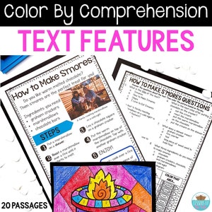 Nonfiction Text Features Reading Passages Color by Comprehension - Etsy