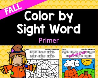 Color by Sight Word Pre Primer Fall Themed - Etsy